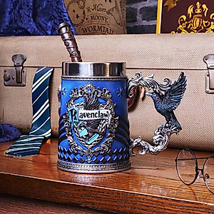 Nemesis Now Harry Potter Ravenclaw Hogwarts House Collectible Bronze Resin Tankard, 1 Count (Pack of 1), Blue Silver