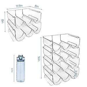 upmd Wine and Water Bottle Organizer Holder, 4 Pack Stackable Bottle Holder Rack for Cabinet, Kitchen Countertop, Home Organization Holds 12 Bottles
