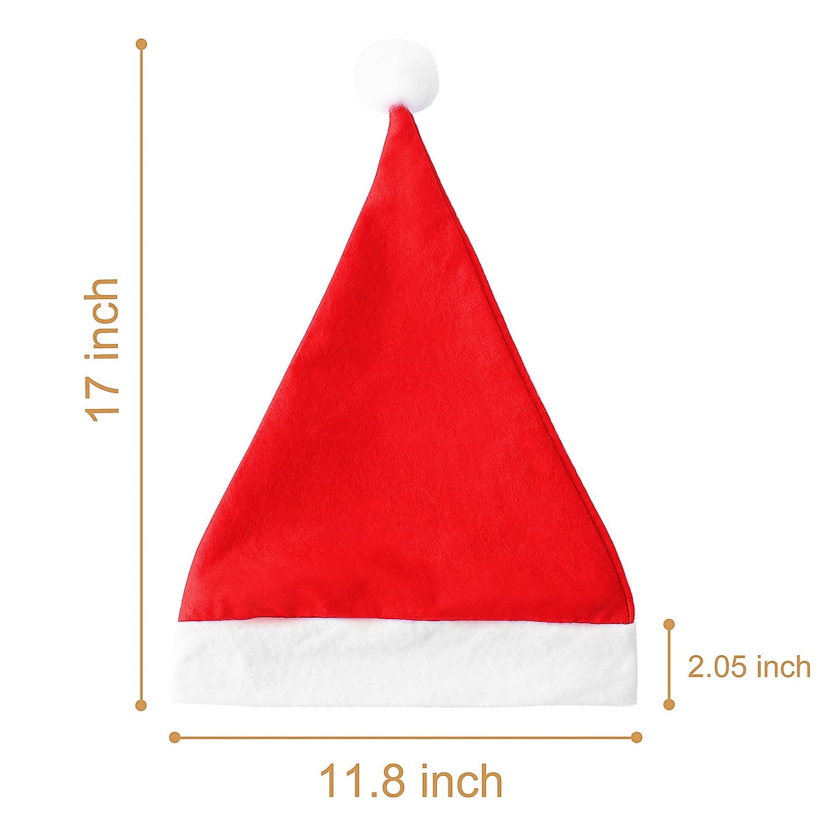 SdeNow Upgraded Santa Hat, X-Large Size, 12Pcs - Red and White Non-woven Costume Hat for Unisex-Adult Child, Suitable for Christmas, Halloween, Cosplay Party