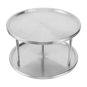 Hemoton Stainless Steel Dessert Serving Plate 2- tier Snack Plate Metal Seafood Display Trays Food Holder Tower for Restaurant Buffet Wedding Party Platter