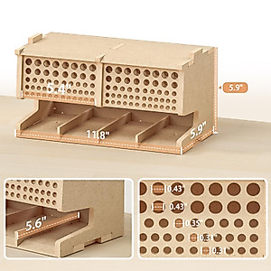 Bucasso Model Tool Storage Rack with 60 Holes, Wooden Paint Organizer, MDF Material, Tool Storage, Brush Storage, Craft Supplies Storage, Brush/Tool Holder, GK6