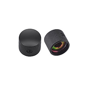 Rubatone Metal Guitar Knobs Dome Control Knobs with Black Knurled Barrels 6mm Split Shafts for Telecaster Stratocaster Electric Guitar or Bass Guitar Set of 4pcs.