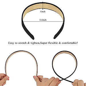 Wecoe Black Headband Women 1 Inch Sueded Like Headband Non Slip Fashion Solid Plain Headband Hair Band DIY Halloween Christmas Costume Hair Accessories for Women Girls Diademas Para Mujer Gifts