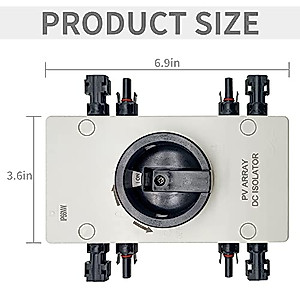 Solar Disconnect Switch 64Amp 1000V DC Isolator with Solar Connector IP66 Waterproof PV Array Disconnect Switch 4P Solar Combiner Box for RV Boat Off/On Grid Solar System