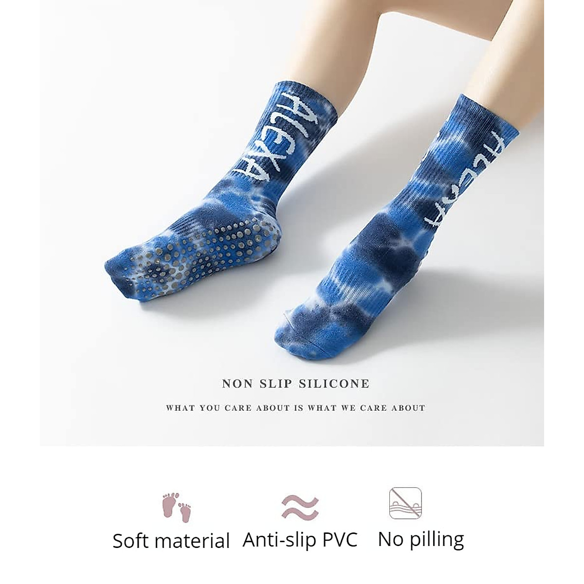 EGEN Dye Tie Yoga Socks for Women Man Novelty Print Non Skid Socks Non Slip Grip for Pilates Barre Ballet Sport (Black)