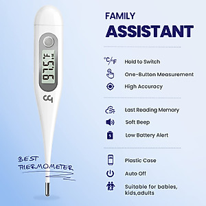 Thermometer for Adults, Oral Thermometer for Fever, Thermometer with Fever Alert, Memory Recall, C/F Switchable, Rectum Armpit Reading Thermometer for Whole Family, Gray