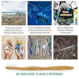 Bamboo Toothbrushes Medium Bristles 4-Pack – Biodegradable, Sustainable, Compostable, Natural, Eco Friendly Wood Toothbrush Set – BlauKe®