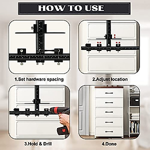 Cabinet Hardware Jig,Aluminum Alloy Cabinet Handle Template Tool-Cabinet Jig For Fast And Accurate Installation Of Handles And Pulls,Sleeve Drawer True Position Tools For Cabinet Knobs Pulls (black)