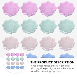 Hemoton 16pcs Wheat Straw Seasoning Dish Wheat Straw Dipping Bowl Dessert Bowls Snack Bowls Fruit Sauce Condiment Flower Bowl Dipping Sauce Dish Seasoning Saucer Fruit Jam Household