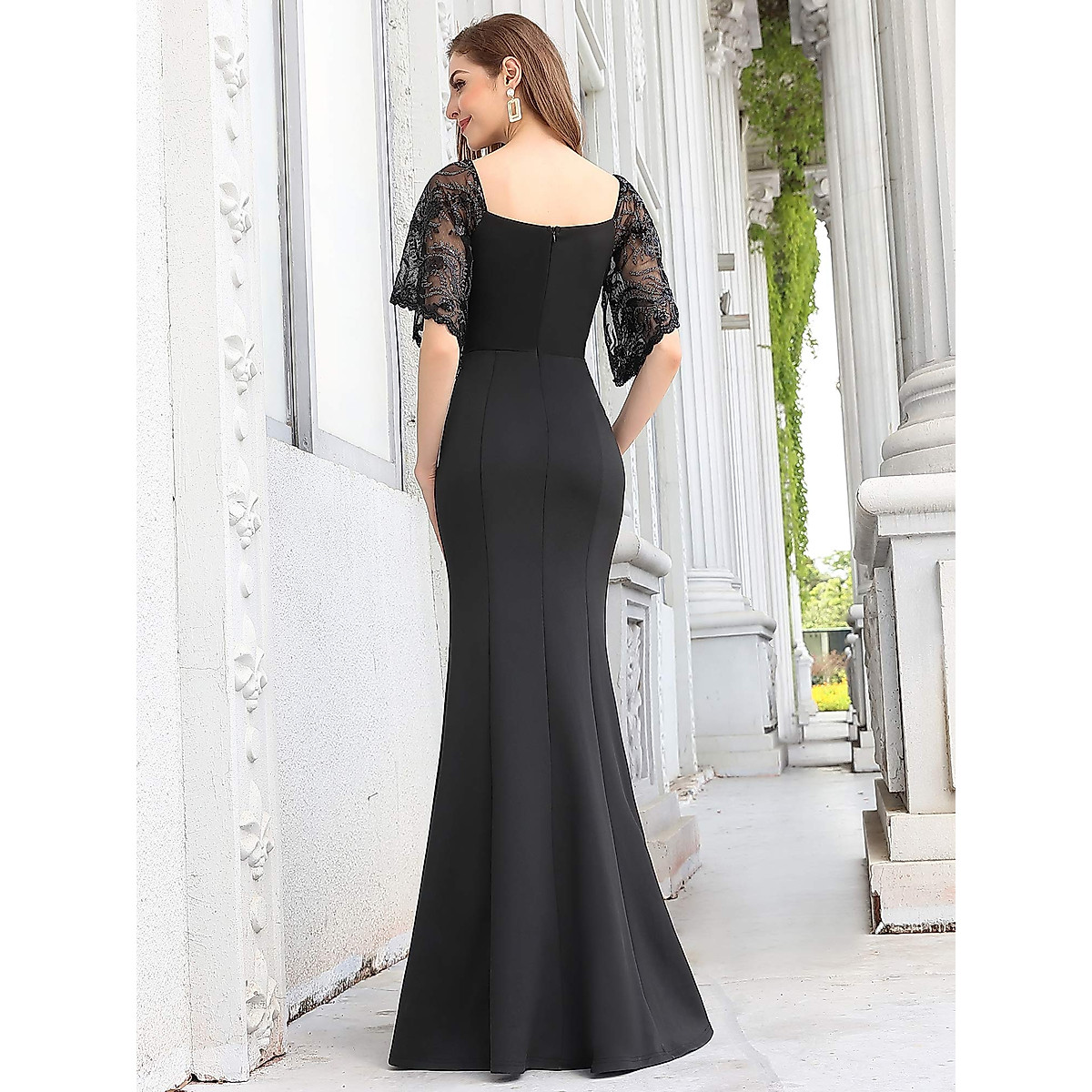 Ever-Pretty Evening Dress for Women Formal Long Bridesmaid Dress for Wedding Guest Black US16