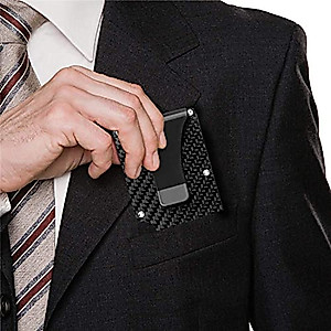 Calicob Carbon Fiber Wallet RFID Slim Minimalist Metal Elegant (Black)