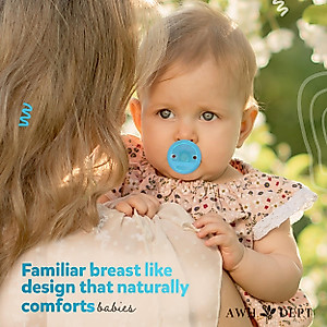 AWH Dept Comfortable Pacifiers 6-18 Months and Pacifiers 0-3 Months - Baby Boy Essentials Pacii - Natural Breastfeeding Essentials (2 Pack) (Blue)