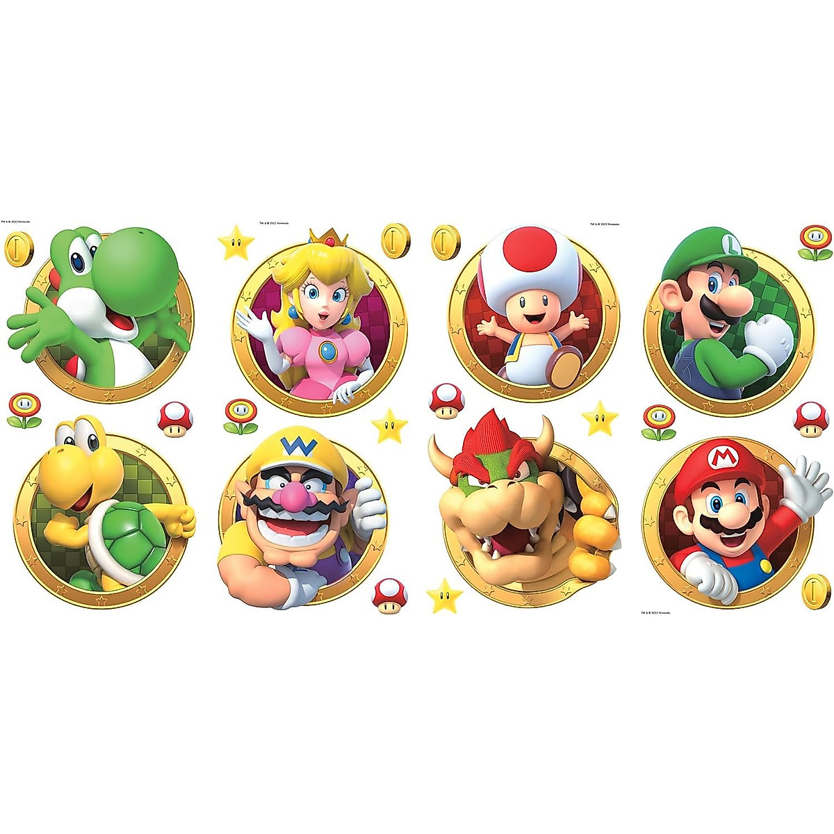 RoomMates RMK5224SCS Super Mario Character Peel and Stick Wall Decals, Yellow, Green, red