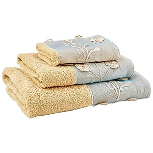 Popular Bath Ombre Rose Design Towel Set 3PC, Blue