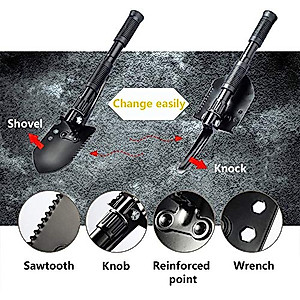 HeyUK Premium Ice Scraper Folding Mini Multi-Functional Snow Shovel for Car Ice Scraper Car Tires Frost and Snow Removal Survival Spade Emergency Garden Camping Tool