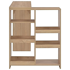 MBFLUUML Display Shelf, Shelf Unit, Bar Table with Moveable Shelf Oak 54.3"x15.4"x43.3" Can be Used in Living Room, Kitchen.