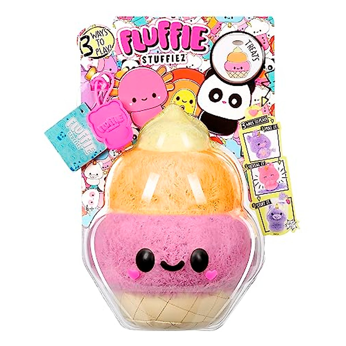 Fluffie Stuffiez Ice Cream Small Collectible Feature Plush - Surprise Reveal Unboxing with Huggable ASMR Fidget DIY Fur Pulling, Ultra Soft Fluff