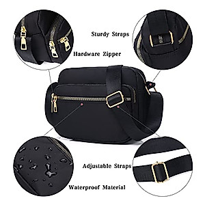 SEINPURE Women Nylon Crossbody Bag Waterproof Multi Pockets Shoulder Handbags Small Lightweight Travel Purse Adjustable Strap (Black)
