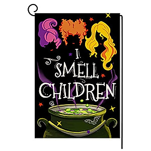 Halloween Decorations Garden Flag 12x18 Vertical Double Sided I Smell Children Sisters Fall Outside Hocus Pocus Decor Burlap Yard Flag BW204