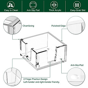 BOSSCASA Acrylic Sticky Note Holder, Self-Stick Note Pad Holder W/O Pads - Note Dispenser Memo Pad Holder Desk Organizer for School Office Home (3''x3'' Clear - 2 Pack)