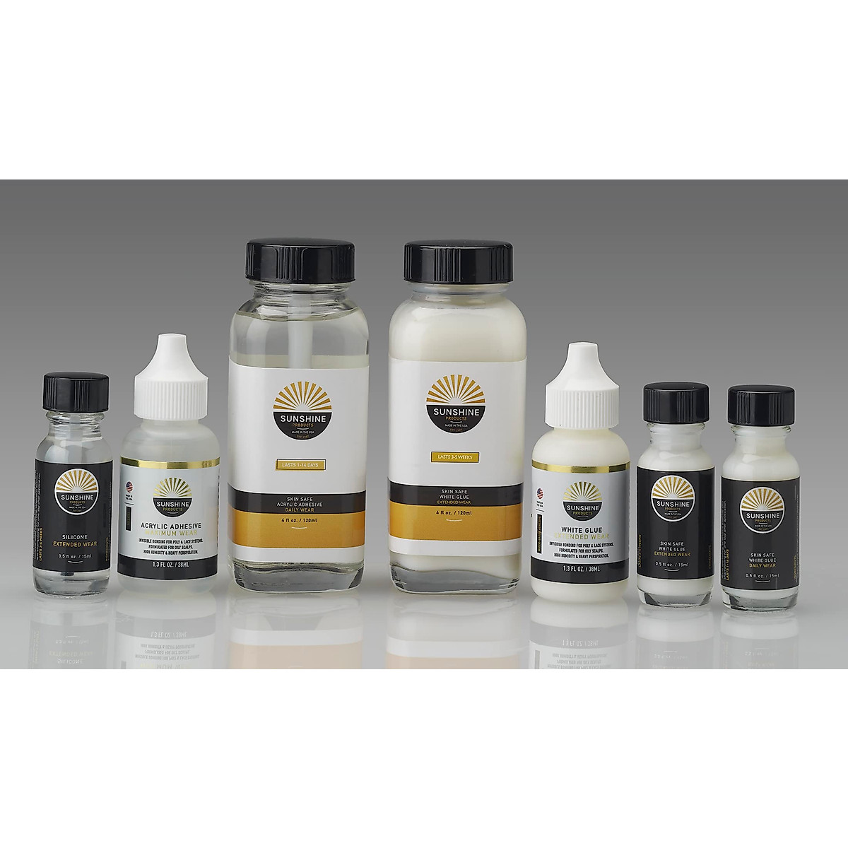 Sunshine Bond Thin Silicone Hair Replacement Adhesive - Extended Hold for Poly and Lace Hairpiece - 3-4 Weeks, Wig, Toupee Systems - Invisible, Waterproof Bonding Glue (.5oz) | Made in USA