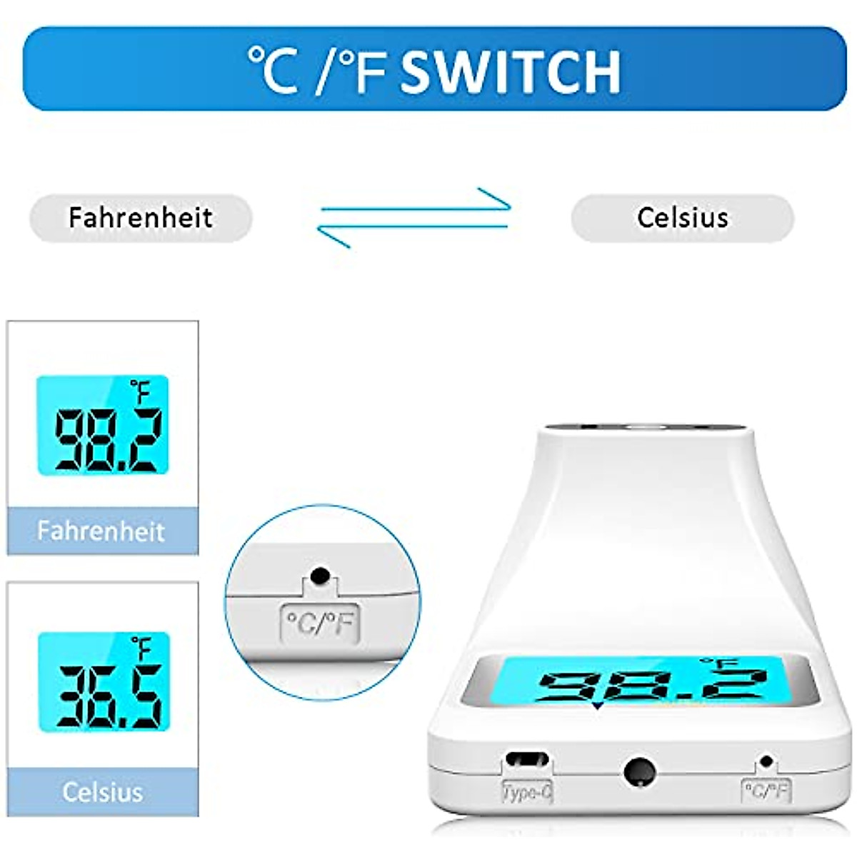 2024 Wall Thermometer with Stand | Infrared Forehead Wall Mounted Thermometer with Tripod |Bluetooth Non-Contact Instant Reading Digital Temperature Detector | Batteries Included (Matte White)