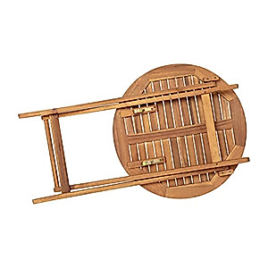 Flash Furniture Martindale 3 Piece Folding Patio Bistro Set - Natural Finish Acacia Wood - Indoor/Outdoor Round Table - 2 Chairs - Slatted Tabletop, Back and Seat