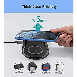 30W Fast Wireless Charger, Vchiming 2 in 1 Wireless Charging Pad, Dual 15W Wireless Charging Station for Galaxy iPhone AirPods Type C Cable Included, Black