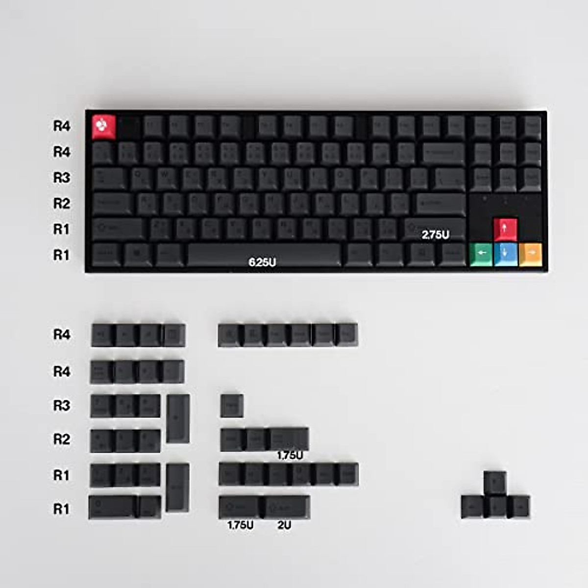 130 Keys PBT Dye Sub Gray Keycaps Cherry Profile Japanese Keycaps Set Fot for Cherry Mx Switches 61/87/104/108 Mechanical Keyboard