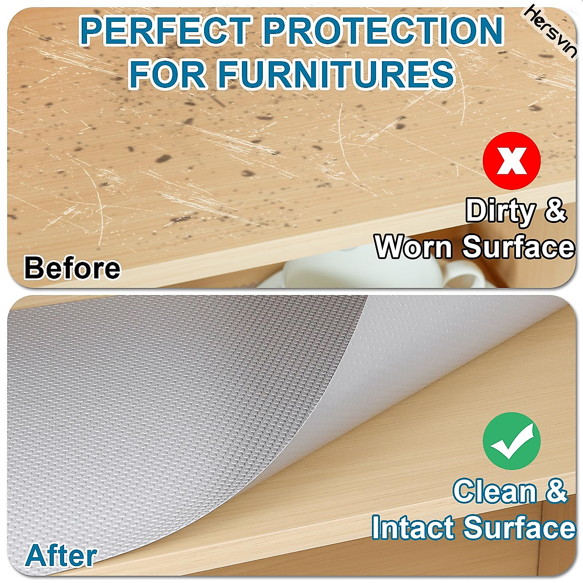 Hersvin Shelf Liner, 24" x20' Non-Adhesive Drawer Liners EVA Kitchen Cupboard Cabinet Covering Undersink Mat Washable Fridge Lining Paper for Home Office (Light Gray/Dot)