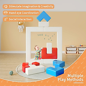 linor Foam Climbing Blocks for Toddlers, 12 PCS Foam Play Set for Baby Tooddlers Climbing Toys Indoor, Foam Play Gym Climbing Toys for Toddlers, Kids & Preschoolers (12PCS)