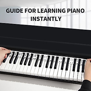 FRDERN Piano Notes Guide for Beginner, Removable Piano Keyboard Note Labels for Learning, Piano Accessories for 88-Key Full Size, No Need Stickers, Made of Silicone, Reusable… (Black)