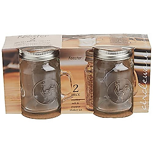 Circleware Mason Jar Rooster Mug Salt and Pepper Shakers, 5 oz, Clear