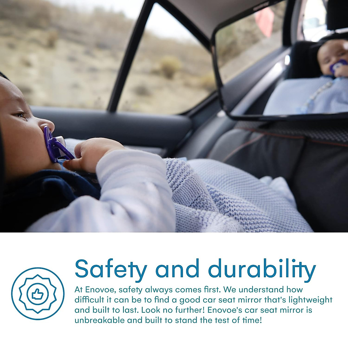 Enovoe Baby Car Mirror with Cleaning Cloth - Wide Convex Back Seat Baby Mirror is Shatterproof and Adjustable - 360 Swivel Rear Facing Car Seats Mirror Helps Keep an Eye on Your Infant car baby mirror