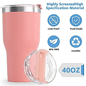2 Pcs Skinny Tumbler Lid Replacement, 40 OZ Tumbler Lid Compatible for Stanley, Spill Proof Splash Resistant Tumbler Covers Fit for Stanley Tumbler and More Coffee Mugs