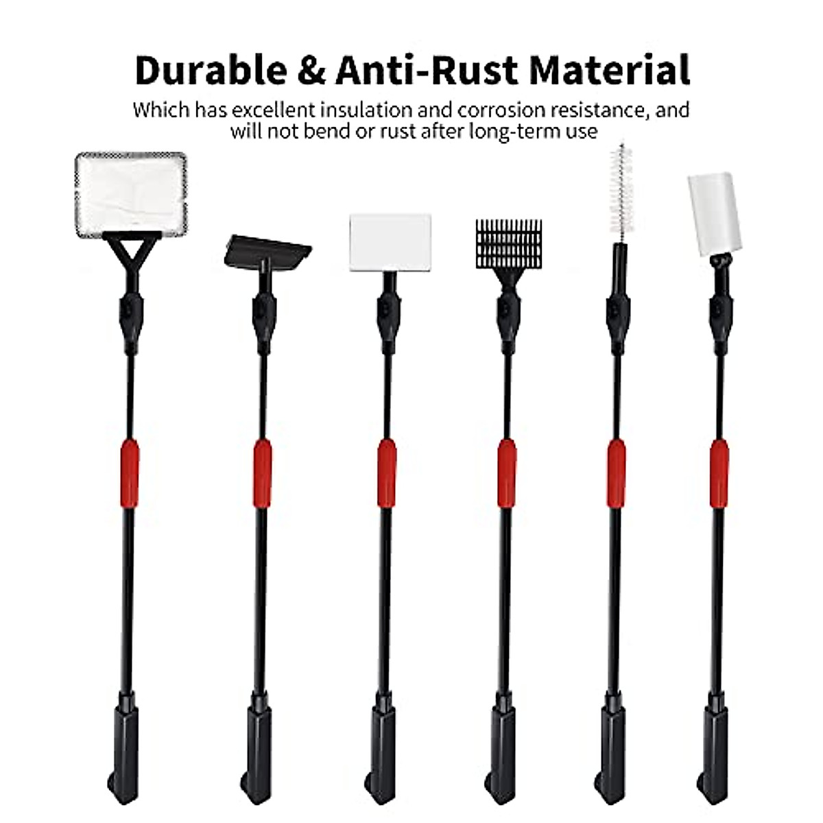 SVECKE Fish Tank Cleaning Tools, 6-in-1 Aquarium Cleaning Tools, Adjustable Fish Tank Cleaning Kit with Long Telescopic Handle, Multi-Function Aquarium Cleaning Kit for Saltwater Freshwater