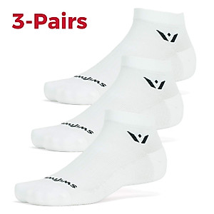 Swiftwick - PERFORMANCE ONE (3 Pairs) Running & Golf Socks, Lightweight Cushion (White, Large)