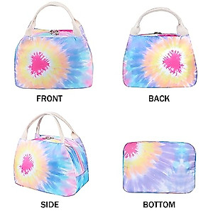 DUPHLAGT Backpack for Girls Boys, Water Resistant Causal Kids Backpack with Lunch Box, Pencil Case, Lightweight Daypack School Bag for Elementary Teen Girls (Tie-dye Heart Yellow)