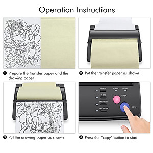TATELF Tattoo Stencil Machine Thermal Copier Tattoo Stencil Printer with 20pcs Transfer Paper for tattooing Artists (Black)
