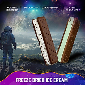 Astronaut Foods Freeze-Dried Ice Cream Sandwich, NASA Space Ice Cream, Variety Pack with Mint Chocolate Chip and Cookies and Cream, Nostalgia, Wafers, 6 Count