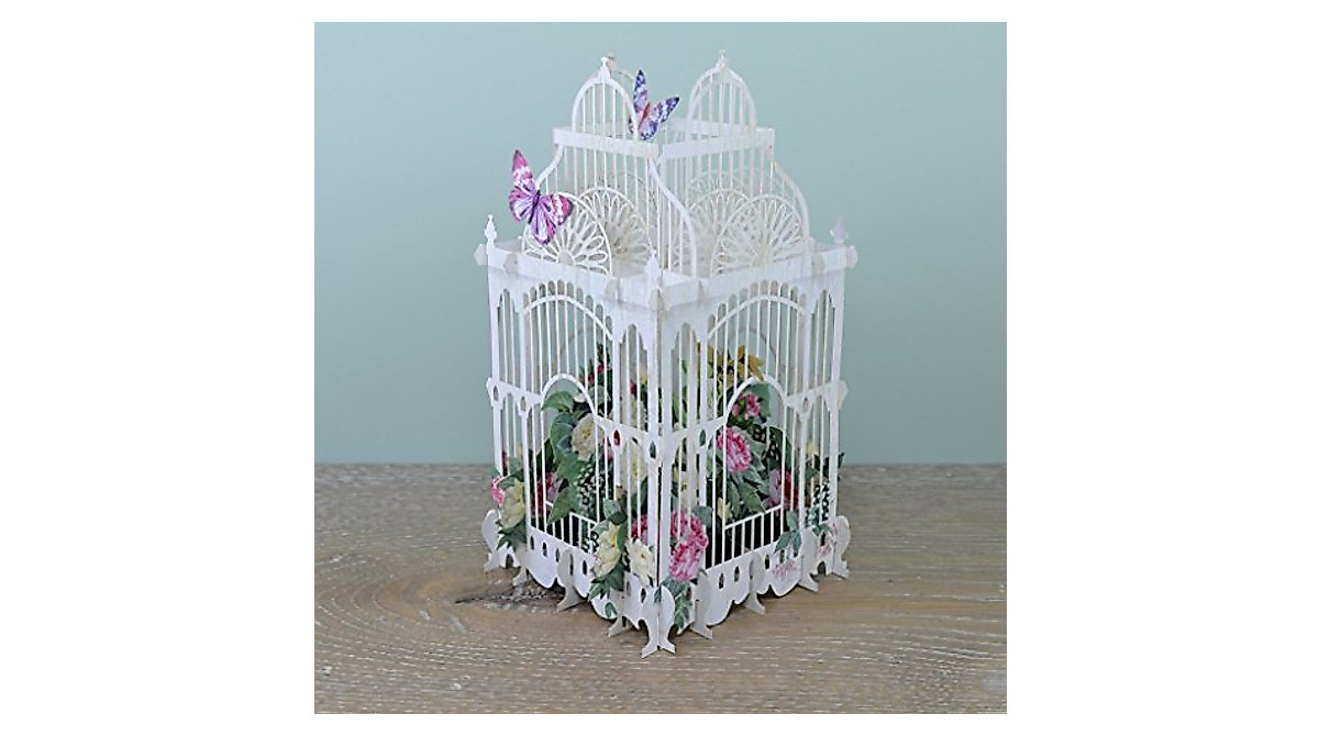 Paper D'Art Flower Cage 3D Pop Up Greeting Card | Unique 3D Laser-Cut ...