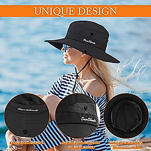 Sun Hats for Women Beach Hat Womens Sun Hat Ponytail Hat Sun Hat with Ponytail Hole for Women Black