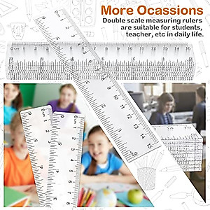 cobee Plastic Clear Rulers, 10 Pcs 6 Inch Transparent Straight Ruler with Inches/Centimeters Mini Shatterproof Rulers Measuring Tool for Kids Students School Classroom Office Supplies