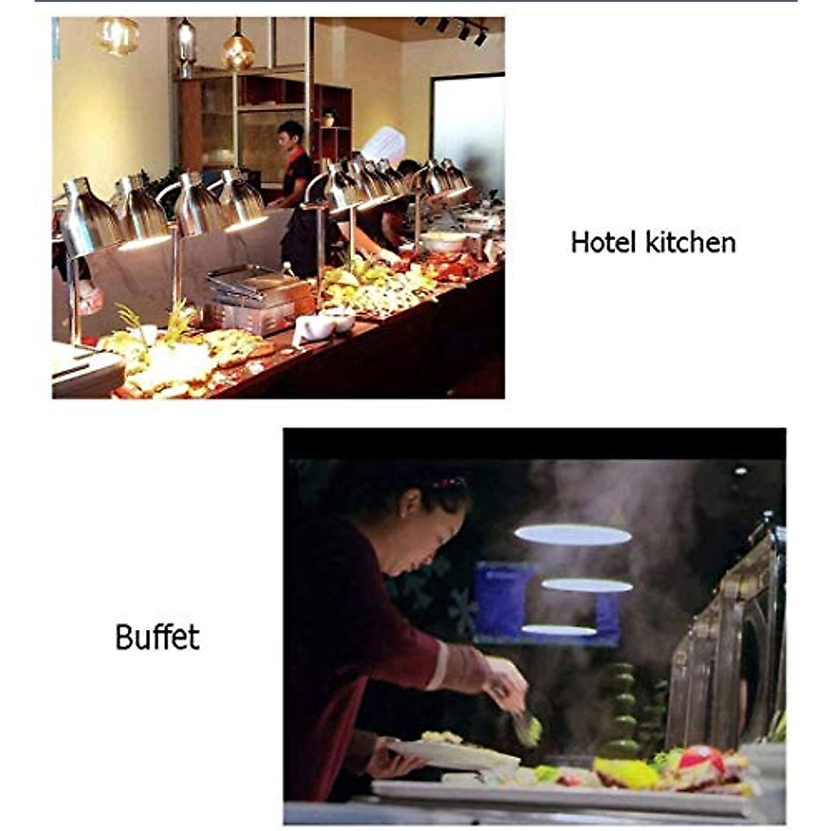 Buffet Hotel Restaurant Bavelet Light, 3 Pack, Black Food Heat Lamp Warmer Free Standing Commercial Vertical Thermal Thermal Threading Ajastable Chandelier