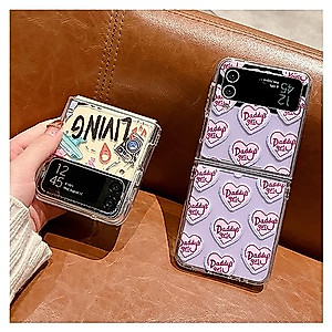 Phone case Pink Clear for Samsung Galaxy Z Flip 3 4 5G Z Flip3 Flip4 Zflip3 Shockproof Cover (Color : A, Size : for Z Flip 3)