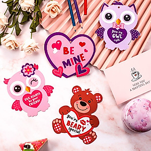 Valentine's Day Crafts Kits DIY Valentine Decorations Hanging Ornaments, Lanyards for Kids Family Entertainment Activities, 4 Styles (24 Sets)