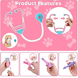 MAGIC4U Pet Cat Care Carrier Suitcase Toy, 29PCS Vet Clinic and Doctor Kit for Kids, Pet Kitty Grooming Feeding Toys, Veterinarian Pretend Play Set, Gifts for Boys and Girls Ages 3-12