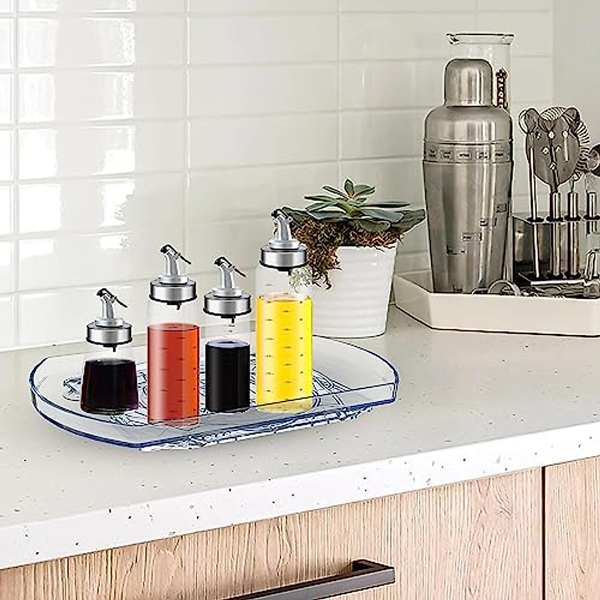 Lazy Susans Turntable Organizer, Clear Rectangular Fridge Organizer Storage Rotating Spice Rack Turntable Rack For Cabinet, Table, Pantry, Kitchen, Countertop