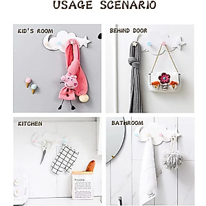 BOSGAS Adhesive Wall Hook for Kids Room,Decorative Wall Mounted Hooks Rack for Hanging Hair Clips,Headwear, Wallets,Hats,and Towels,Kids Coat Hook Rack for Boys and Girls,Easy to Use