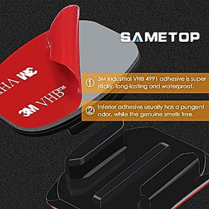 Sametop Helmet Adhesive Sticky Mounts Flat Curved 3M Mount Compatible with GoPro Hero 11, 10, 9, 8, 7, 6, 5, 4, Session, 3+, 3, 2, 1, Hero (2018), Fusion Max Cameras